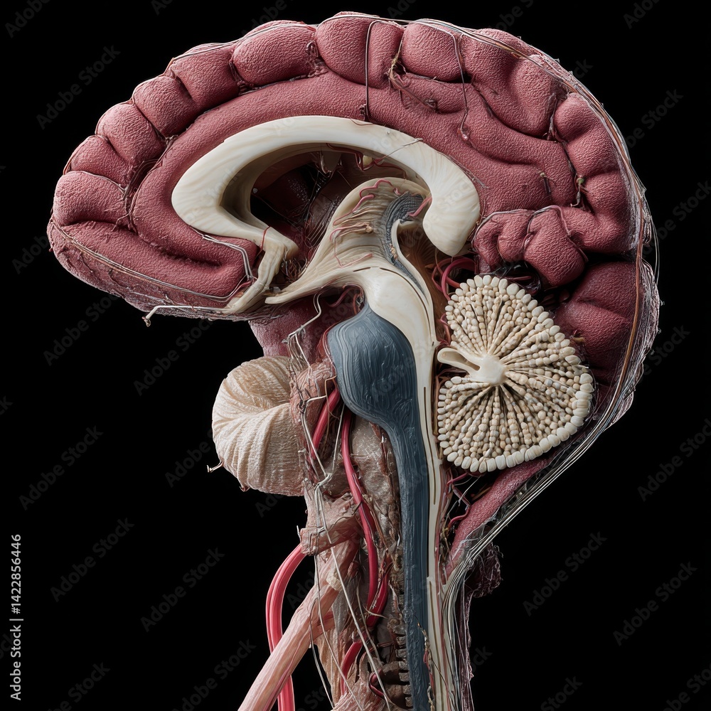 Hypothalamus, Anatomical cross-section of a human brain and spinal cord ...