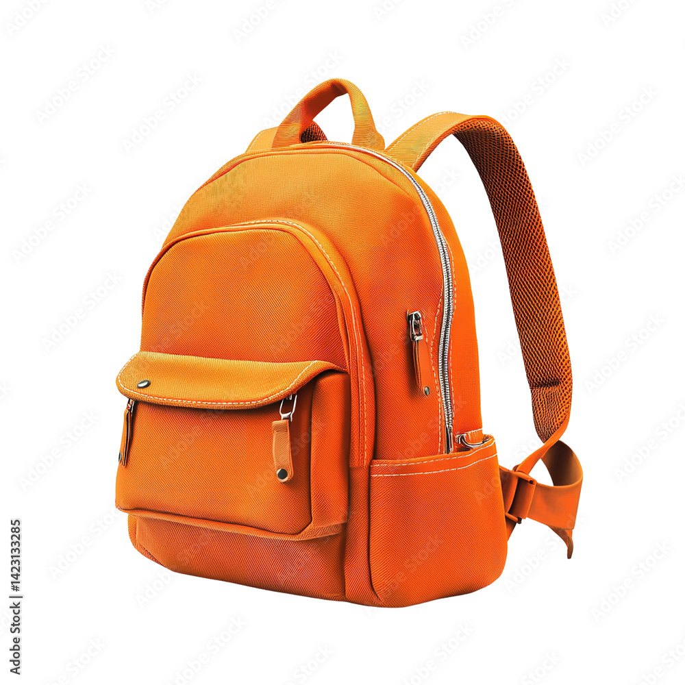 Orange backpack fashion style travel bag leather rucksack school bag ...