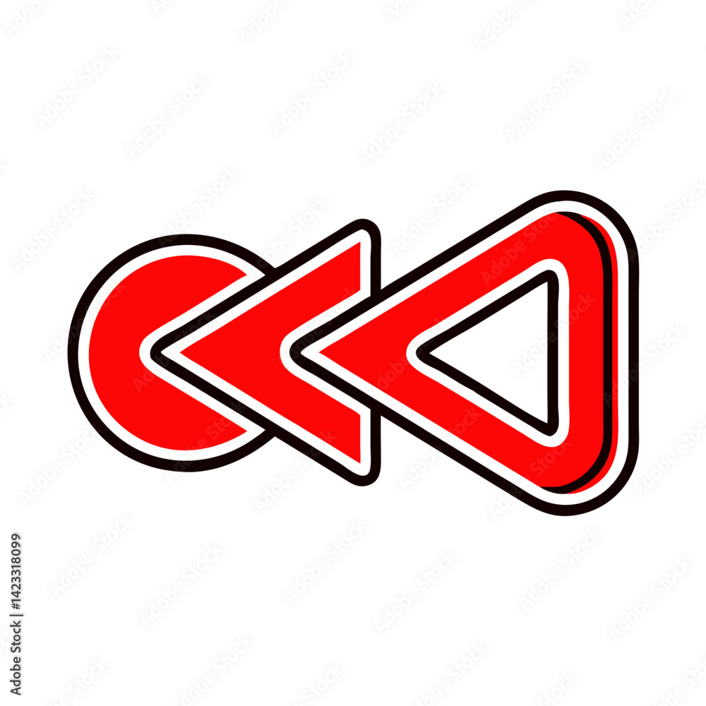 Skip button icon with play and forward arrows in red outline style ...