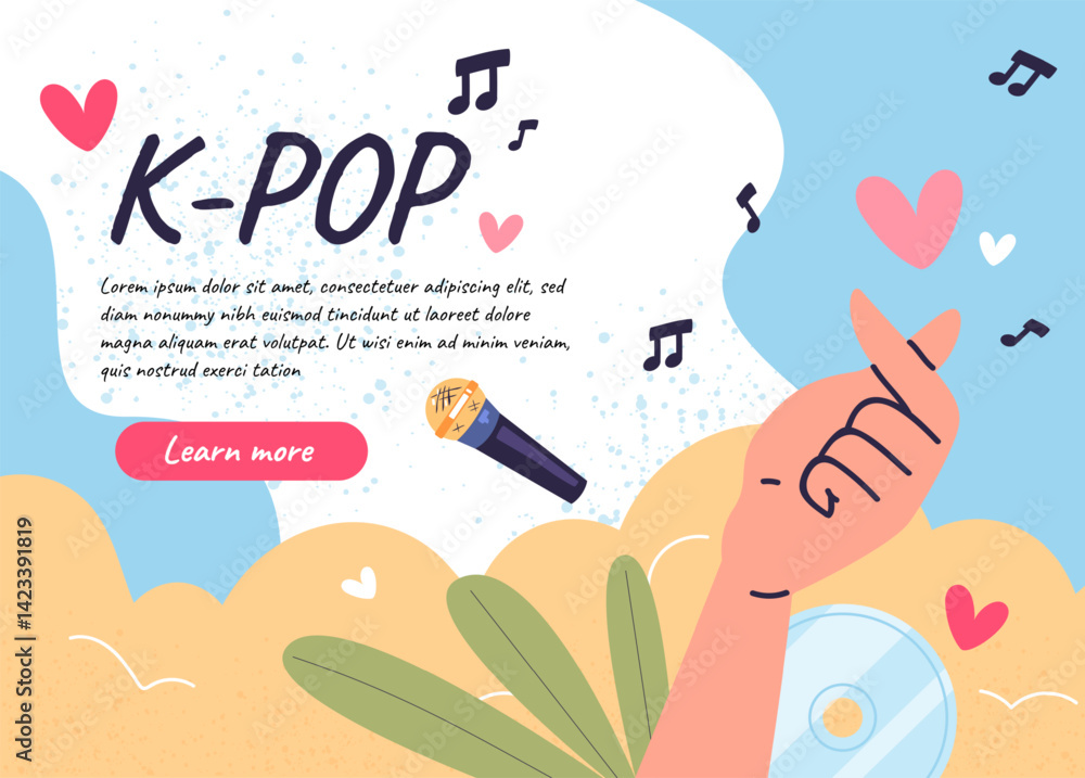 K pop poster. Kpop korean music culture, hand heart gesture with ...