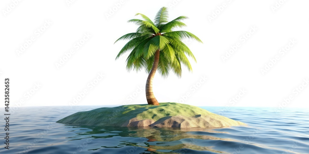 Low Poly Palm Tree, Lonely Island, Ocean, 3D Render, Digital Art ...