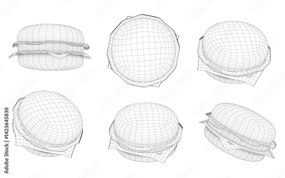 A series of six different types of sandwiches are shown in a black and ...