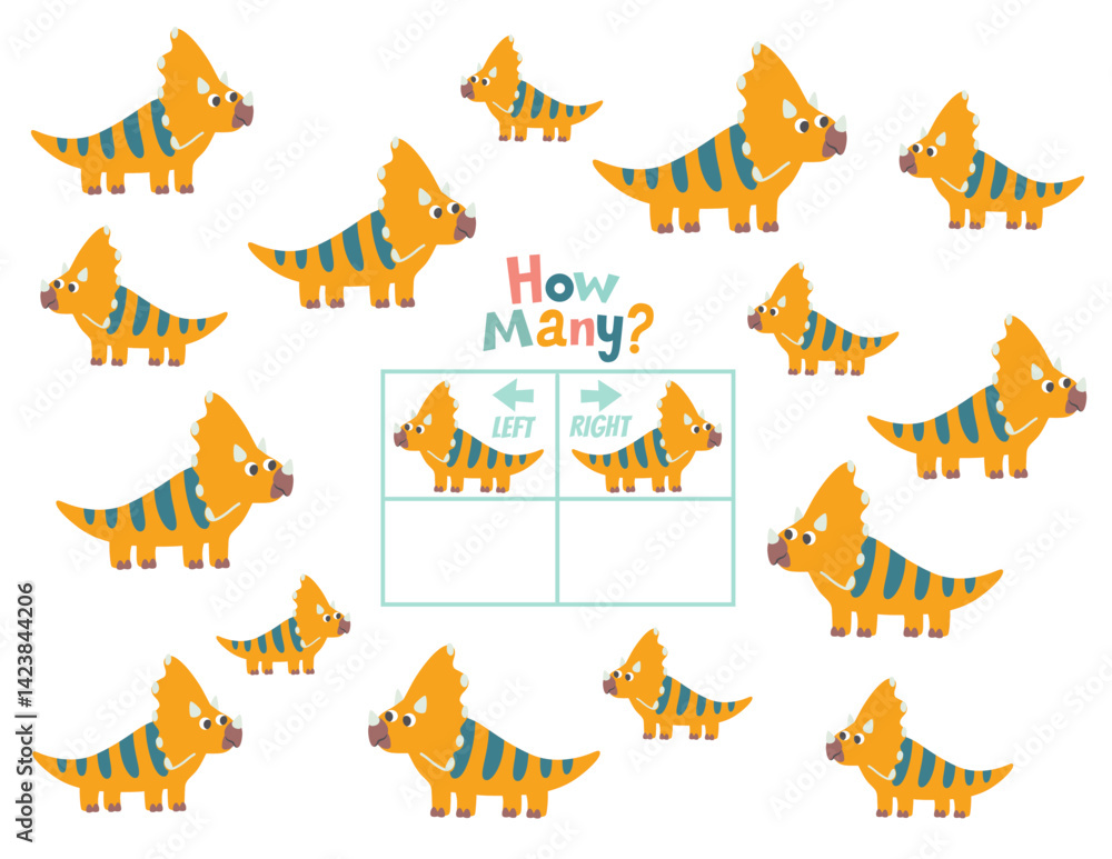 How Many Game, Dinosaur Left and Right Sorting Game Visual ...