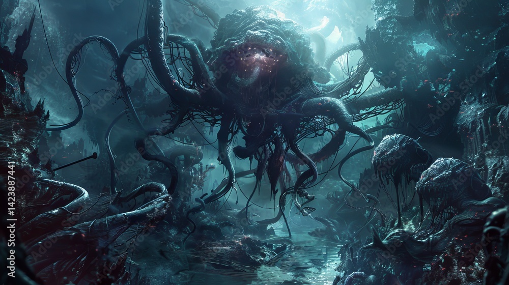 Bewitching Monstrosity Enigmatic Creature in Dark Fantasy Landscape ...