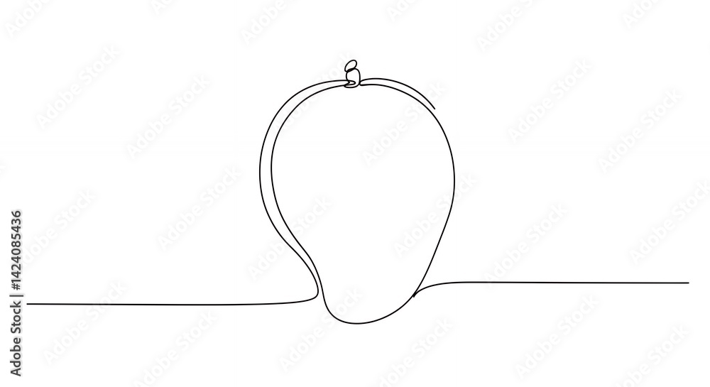 Simple line drawing of mango fruit minimalist black and white ...