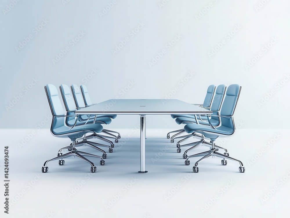 Futuristic stainless steel shared workspace table with matching chairs ...