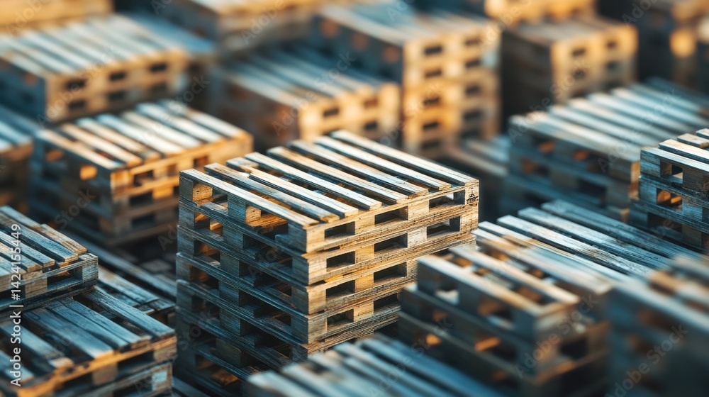 2025 U.S Tariffs impact, text written on piled up pallets. Trade and ...