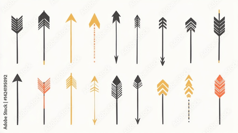 small simple arrow set. Vector isolated minimal arrow symbol. Tiny ...