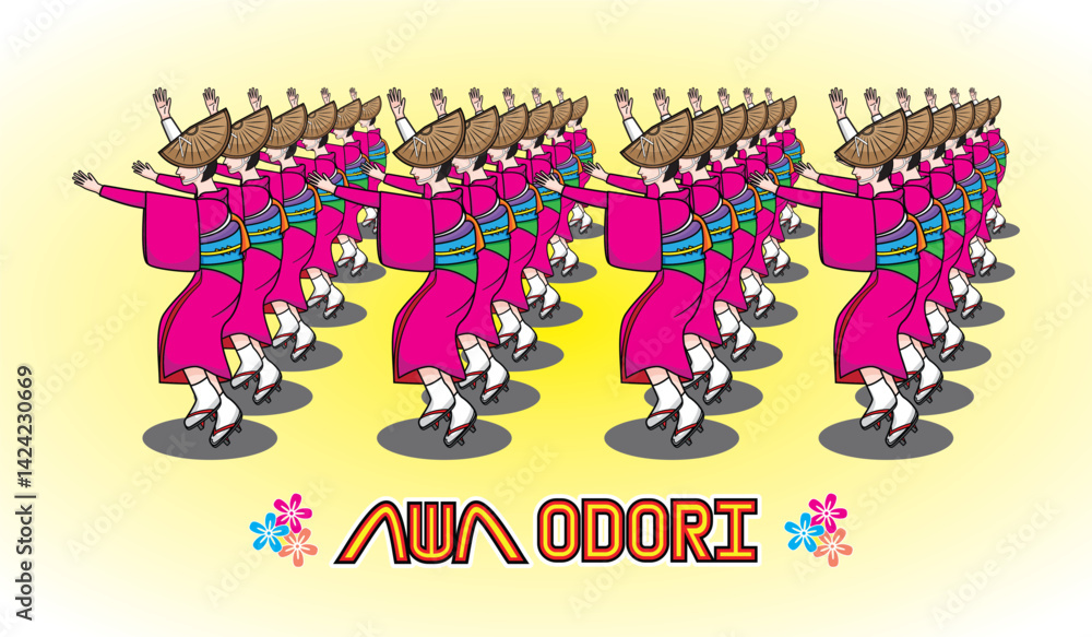 Awa Odori traditional Japan dance festival with group of cute Japanese ...