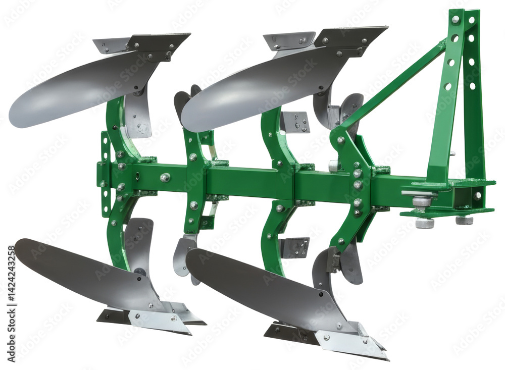 Four-furrow reversible plough agricultural implement, transparent ...