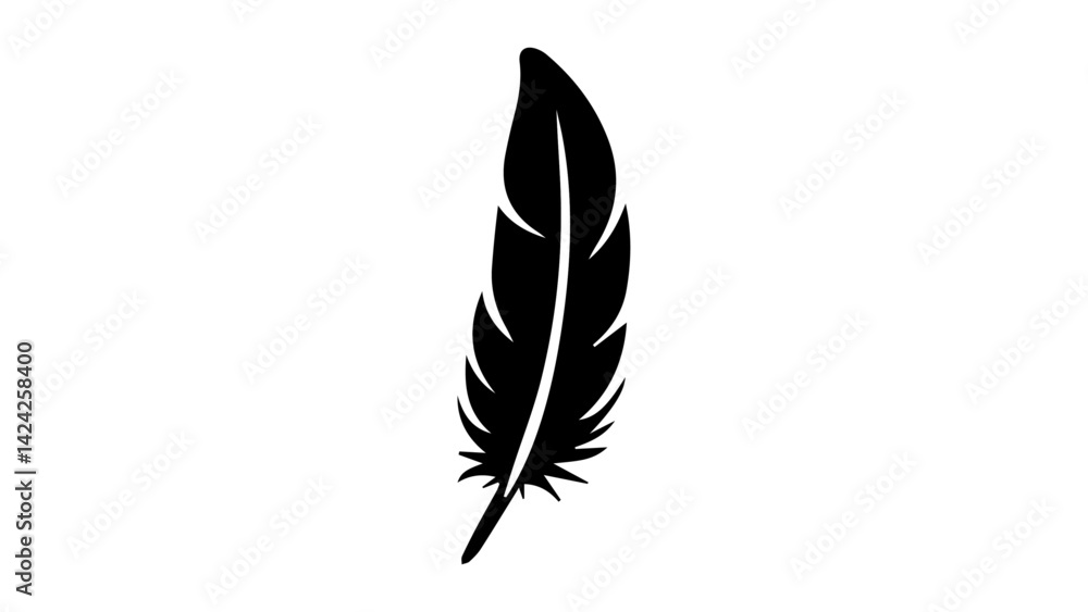 simple black feather shape isolated on white background Stock Vector ...