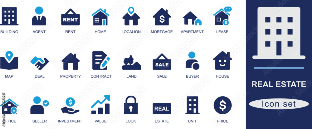 Real estate best solid icon set. Stock Vector | Adobe Stock