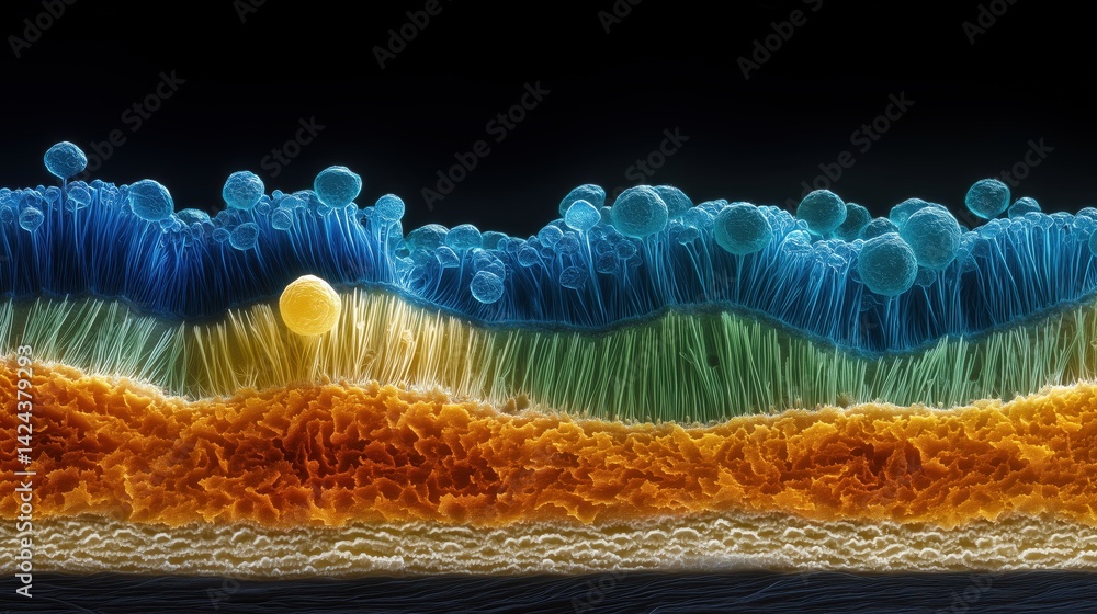 National Lipid Day. Microscopic view of phospholipid bilayer membrane ...