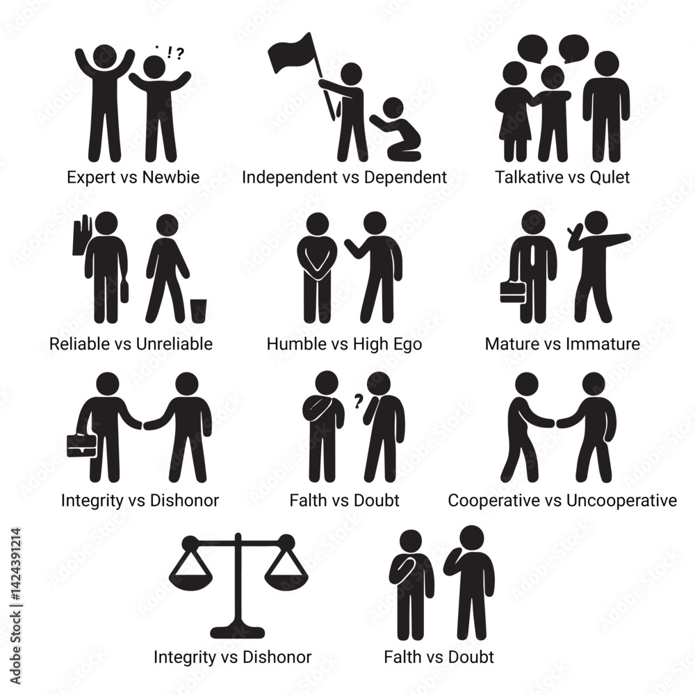 Business people & Human Opposite Behaviour Positive vs Negative ...