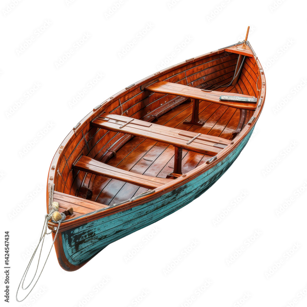 Wooden rowing boat top view, isolated on transparent background. PNG ...