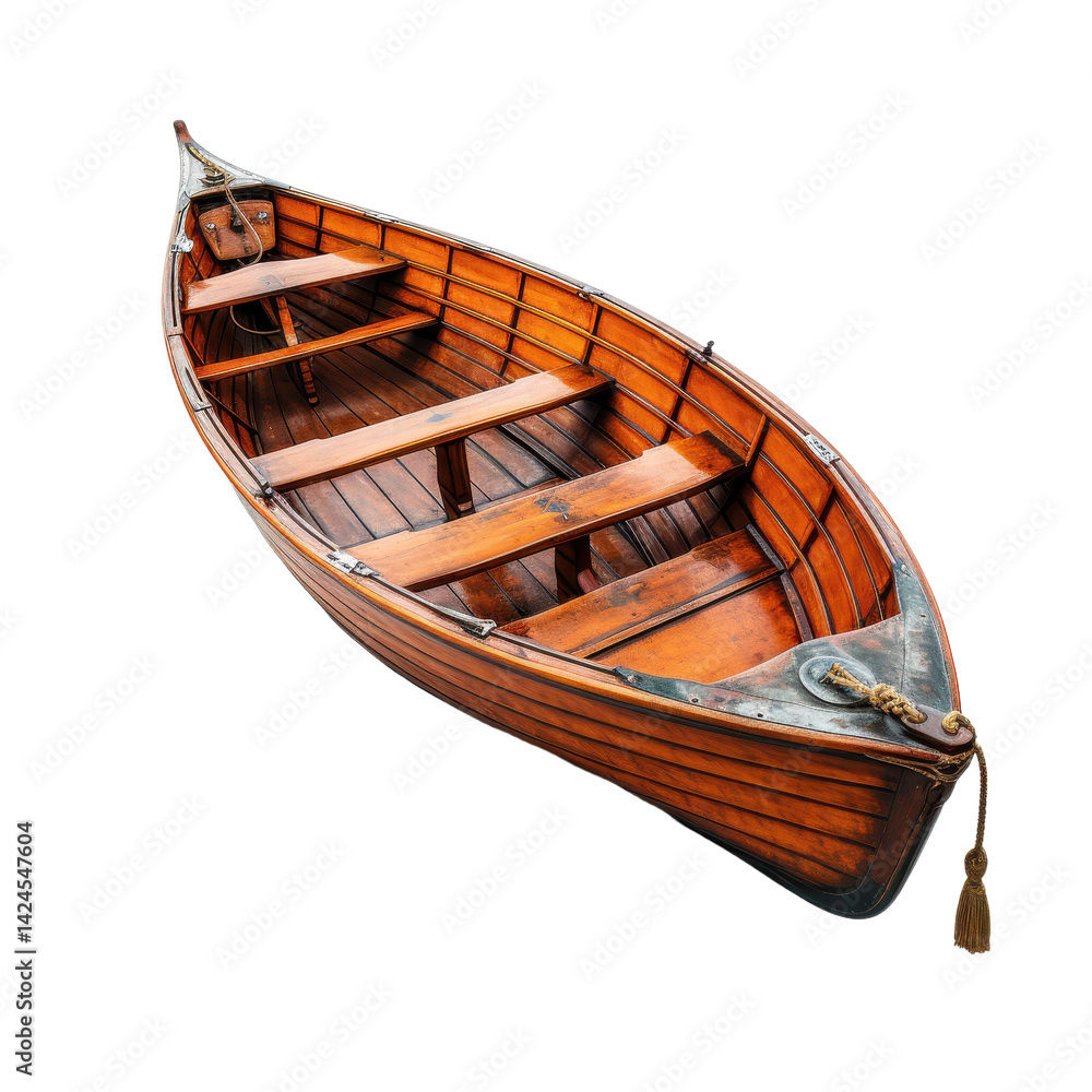 Wooden rowing boat top view, isolated on transparent background. PNG ...