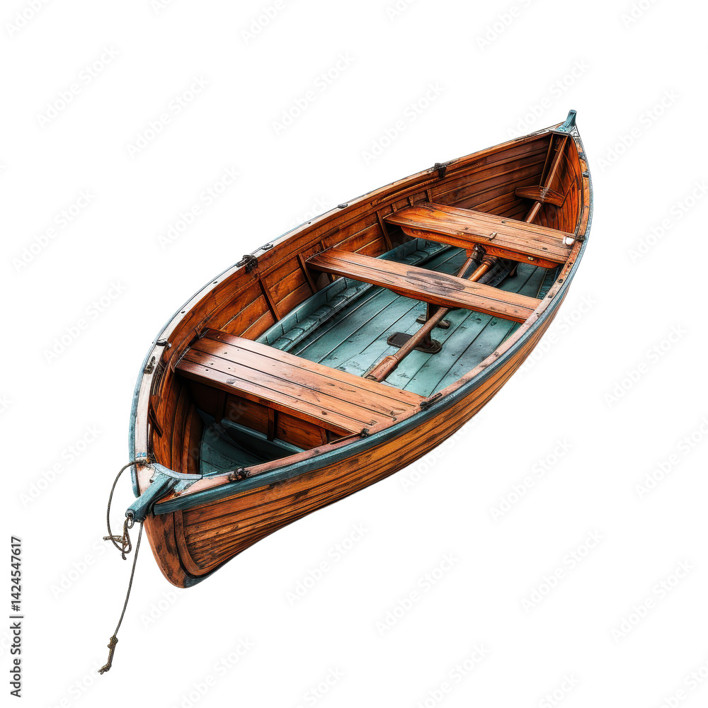 Wooden rowing boat top view, isolated on transparent background. PNG ...