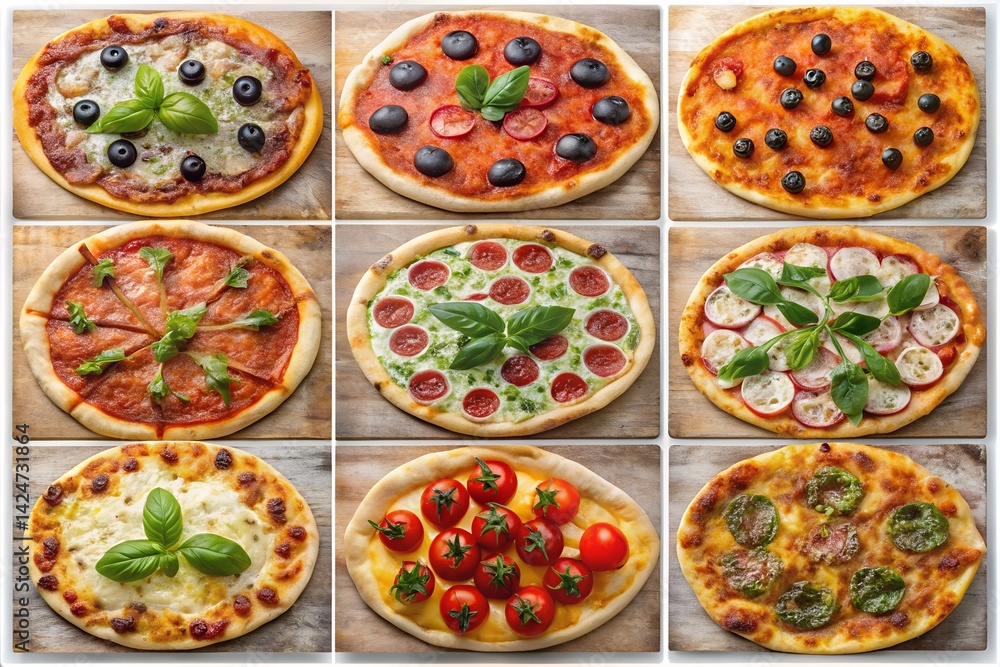 Professional pizza visual set designed for food advertisement content ...