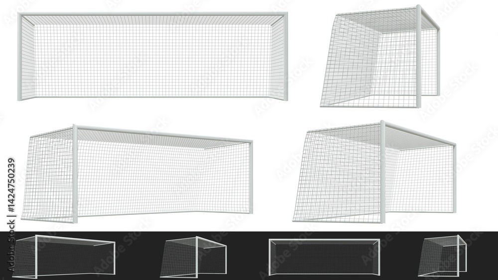 Ilustração set de cages de football, différents angles de vues - fond ...
