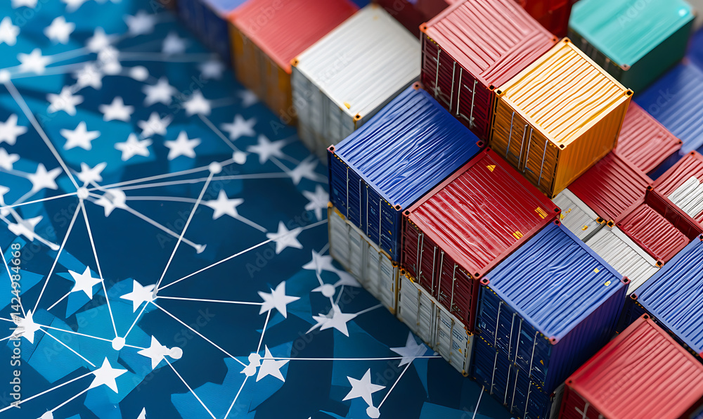 Container shipping operations global trade digital mapping industrial ...