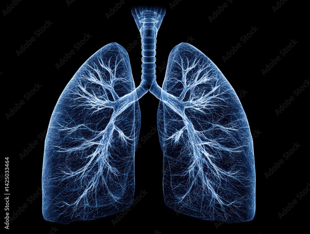 Detailed Pulmonary Anatomy An X Ray Style Image Revealing the Intricate ...