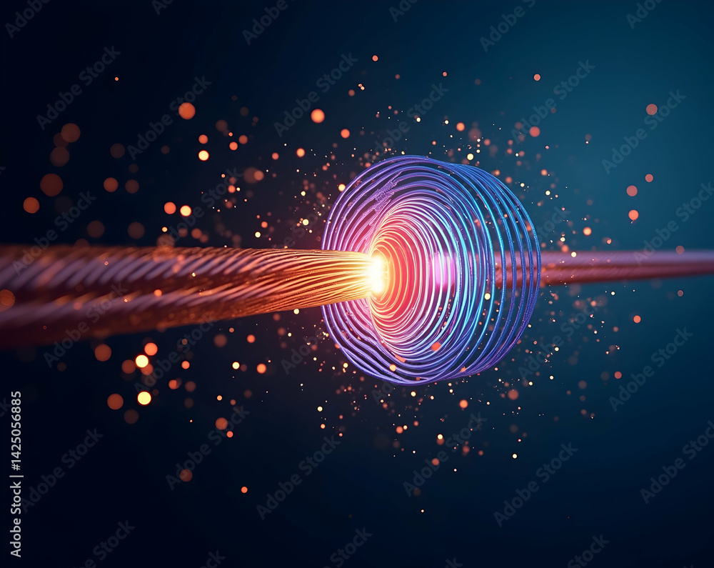 Abstract visualization of magnetic field representation around a ...