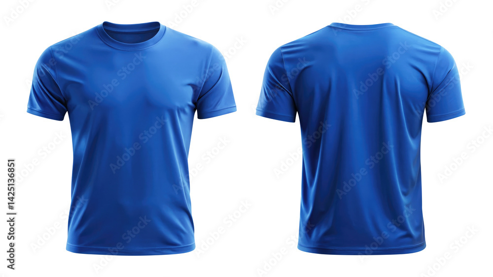royal blue blank t shirt template from two sides isolated on ...