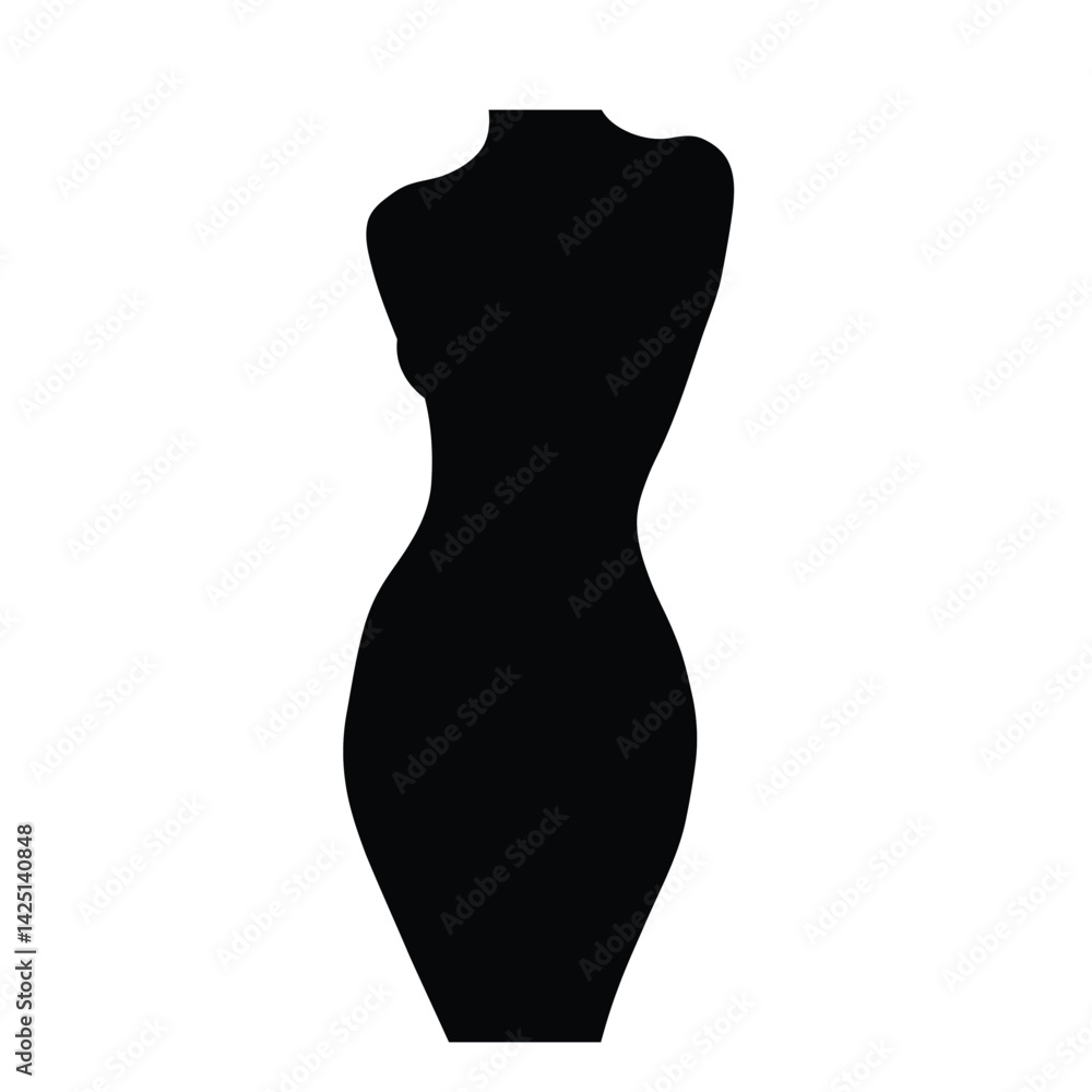 Flattering silhouette. This image shows a black silhouette of a dress ...