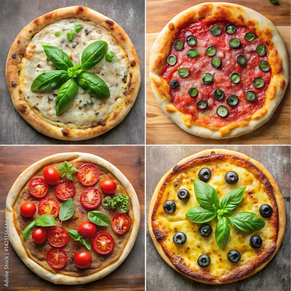 Colorful pizza arrangement made for commercial use social promotion and ...