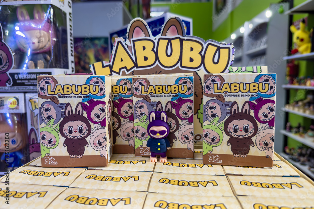 Guayaquil, Ecuador - April 17, 2025: Labubu vinyl figure displayed with ...