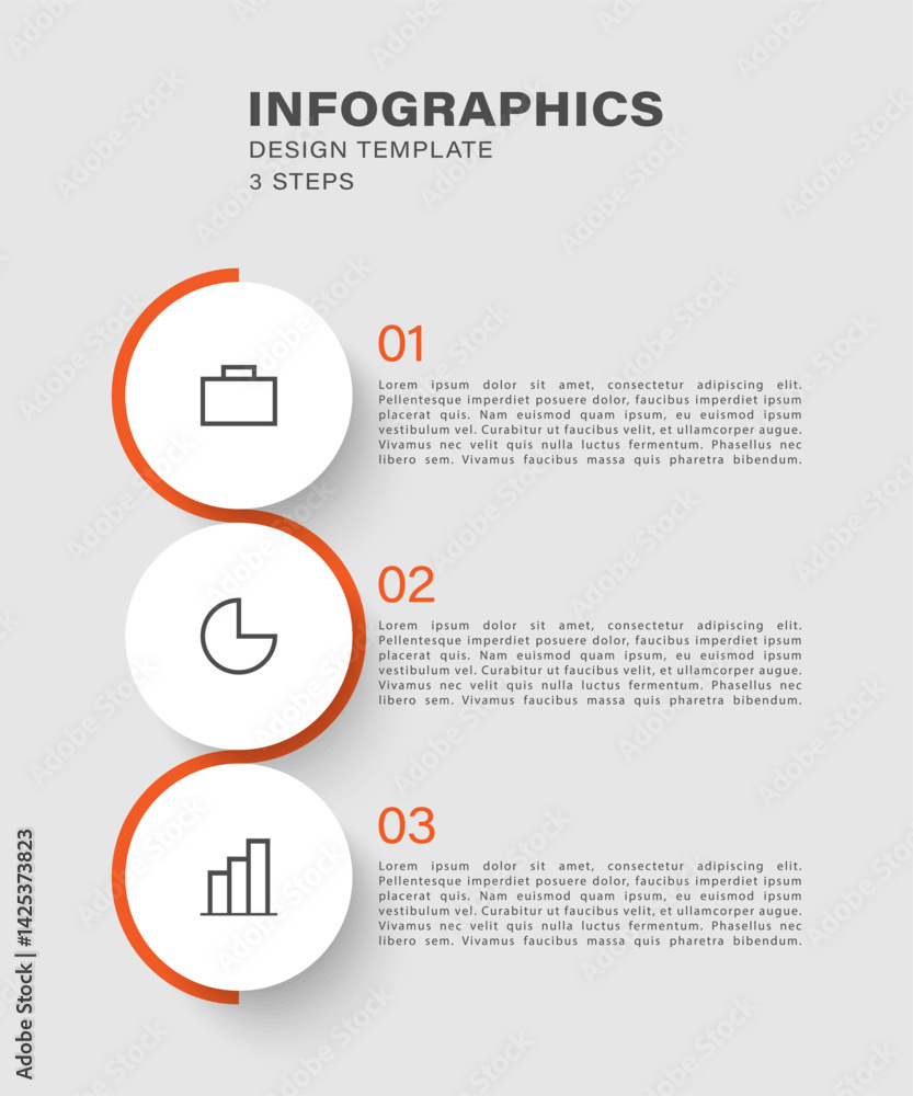 Three steps infographics vertical design template. Minimalistic vector ...