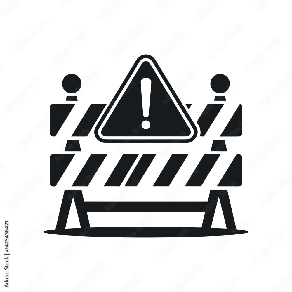 Warning Sign Construction Barrier Depicts Caution And Safety ...