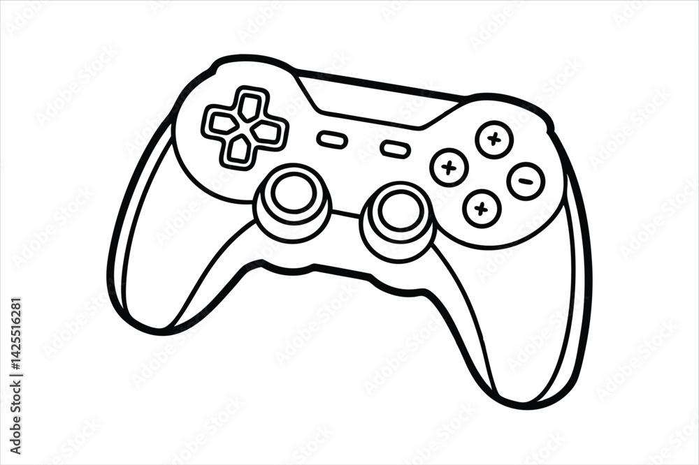 Gaming Remote Outline Vector – Minimal Design for Tech and Apps Stock ...