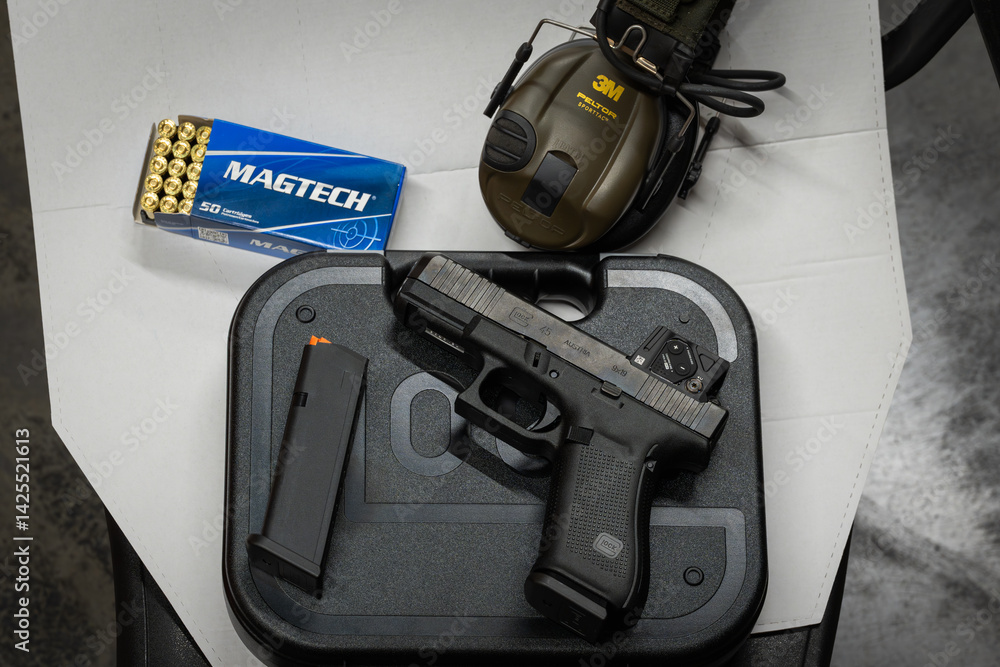 March 22, 2025, Baltics: New Glock 45 MOS pistol with Aimpoint COA red ...