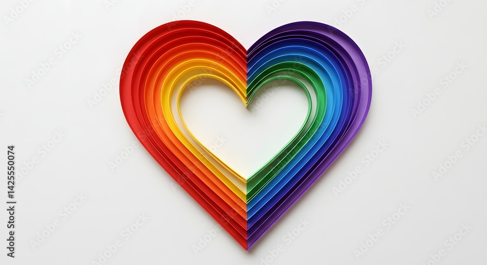 Rainbow heart paper art design for lgbtq pride month celebration and ...