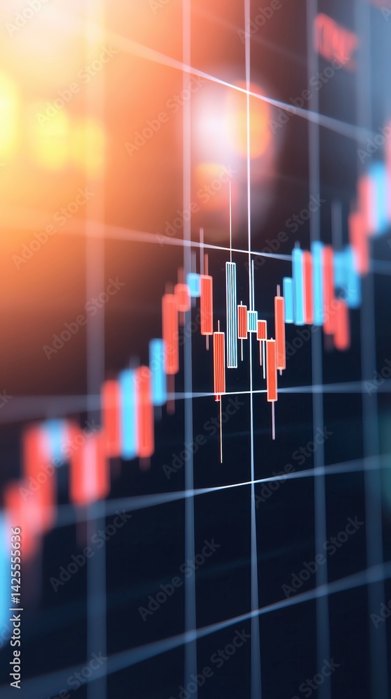 Candlestick chart with glowing candlestick chart pattern for digital ...
