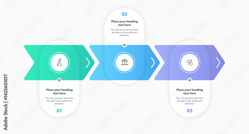 Arrow infographic process template with three colorful steps. Graphic ...