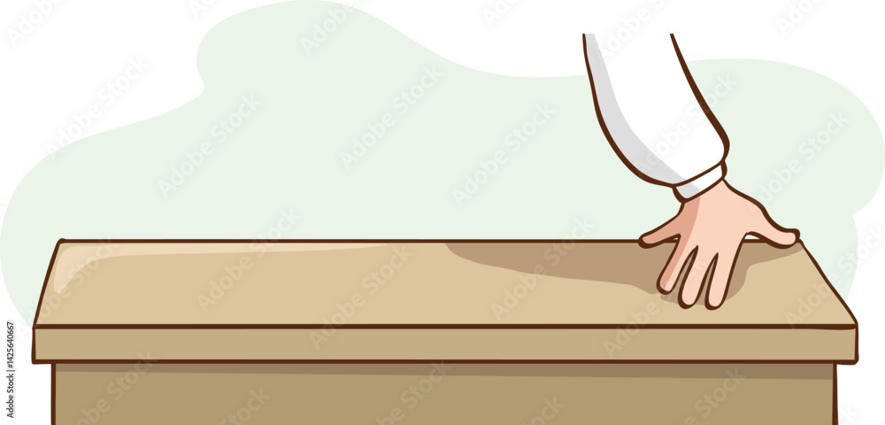 measuring the length of the table using the hand span Stock Vector ...