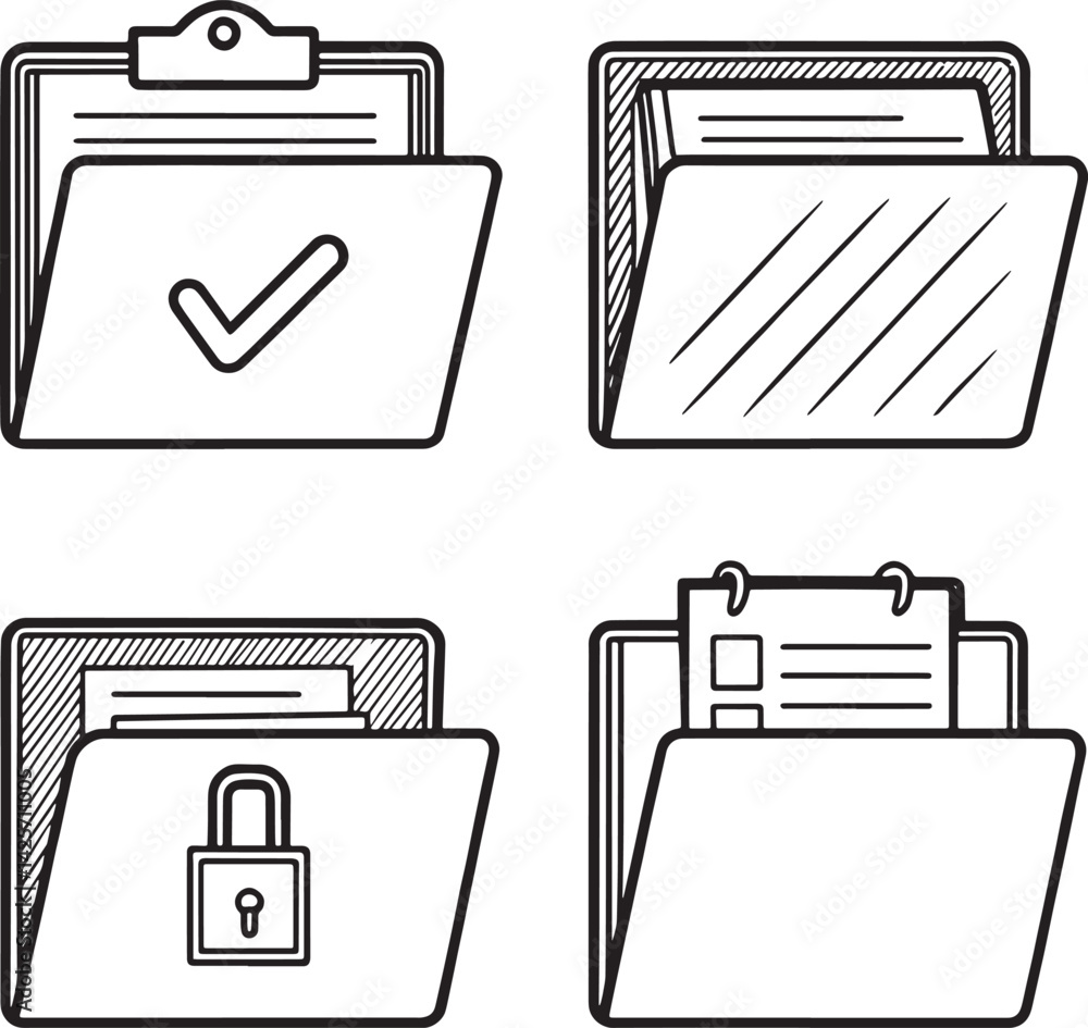 File folder icon set. Document vector sign. Folders icon collection on ...