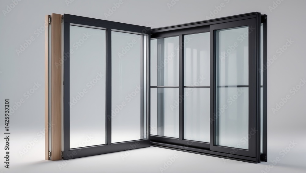 Modern minimalist window designs with black and white backgrounds in a ...