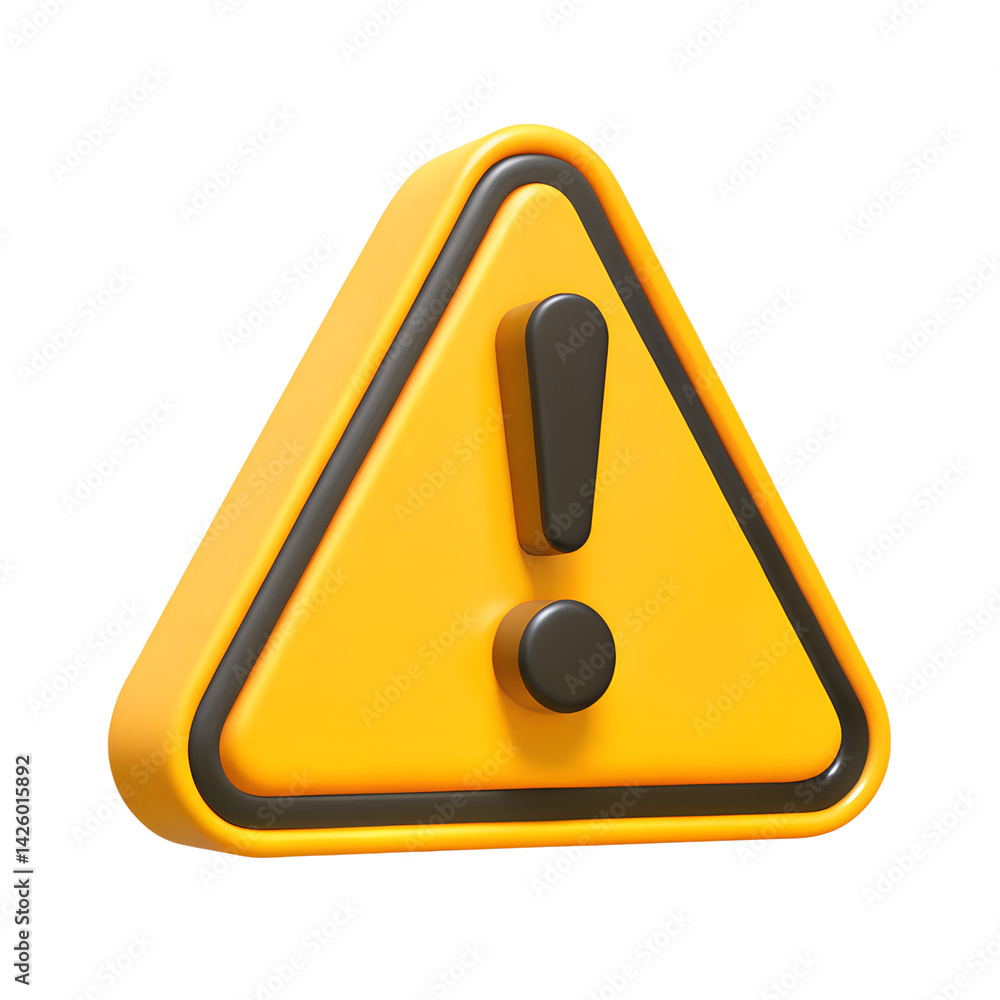 3d Alert Sign Caution Icon Attention Mark Isolated Vector Yellow