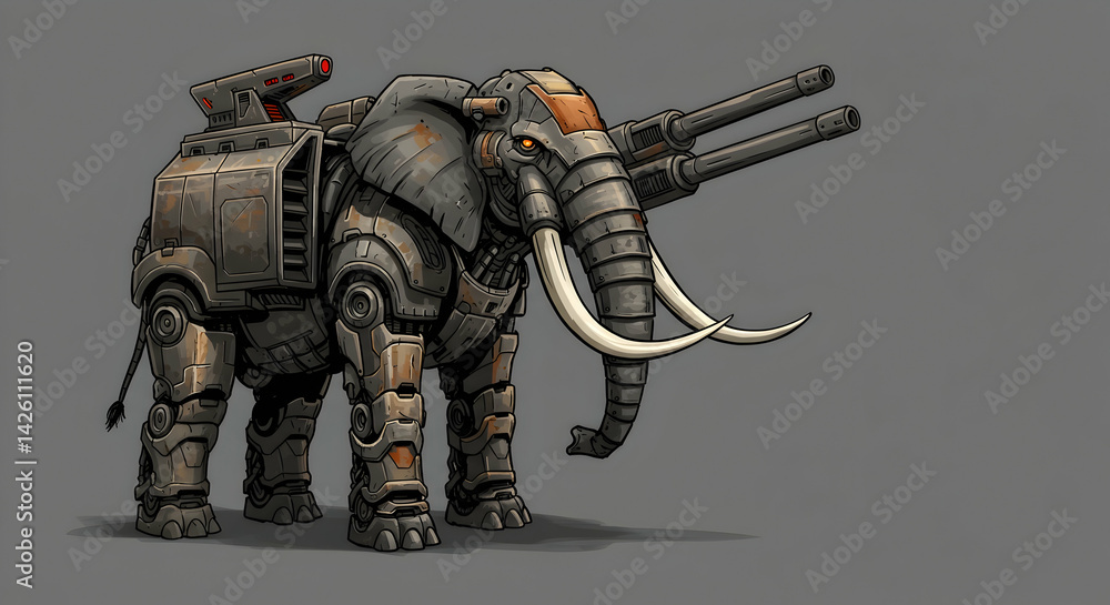 Stock-Illustration „Cybernetic Elephant Military Animal Weaponized Mech ...