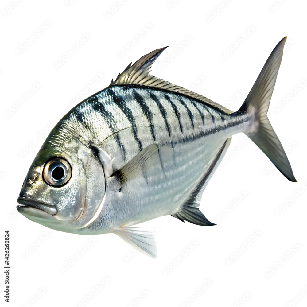 pilotfish Fish in transparent background.Striped Jack Fish Detailed ...