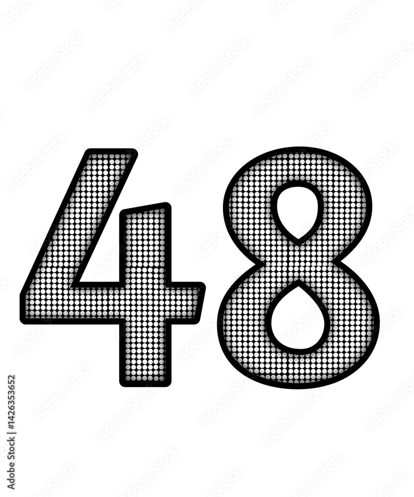 Black and white color numbers 48 Stock Illustration | Adobe Stock