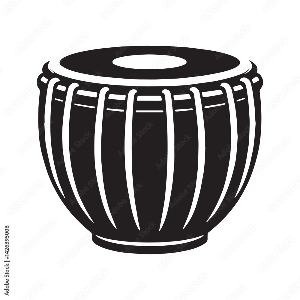 Rhythmic Tabla silhouette, essence of classical percussion – Tabla ...