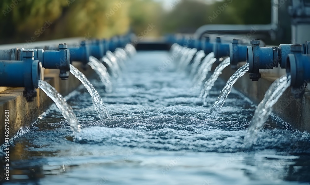 Purified Water Flow: A close-up shot showcases a series of pipes ...