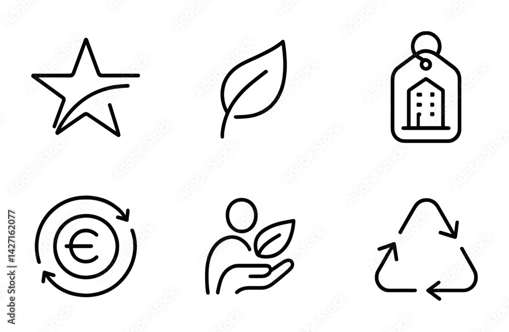 Eco-friendly practices icon set – outline style sustainability and ...