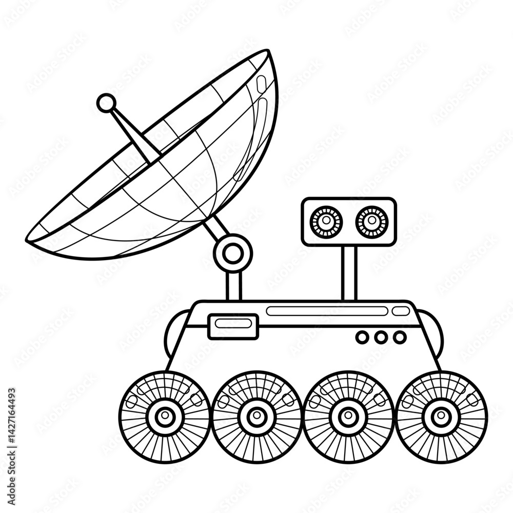 Cartoon space lunar rover. Lunokhod. Cosmic planet research apparatus ...