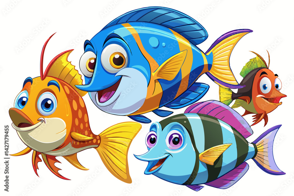 Funny Tropical fish vector cartoon . Isolated cartoon icon aquarium ...