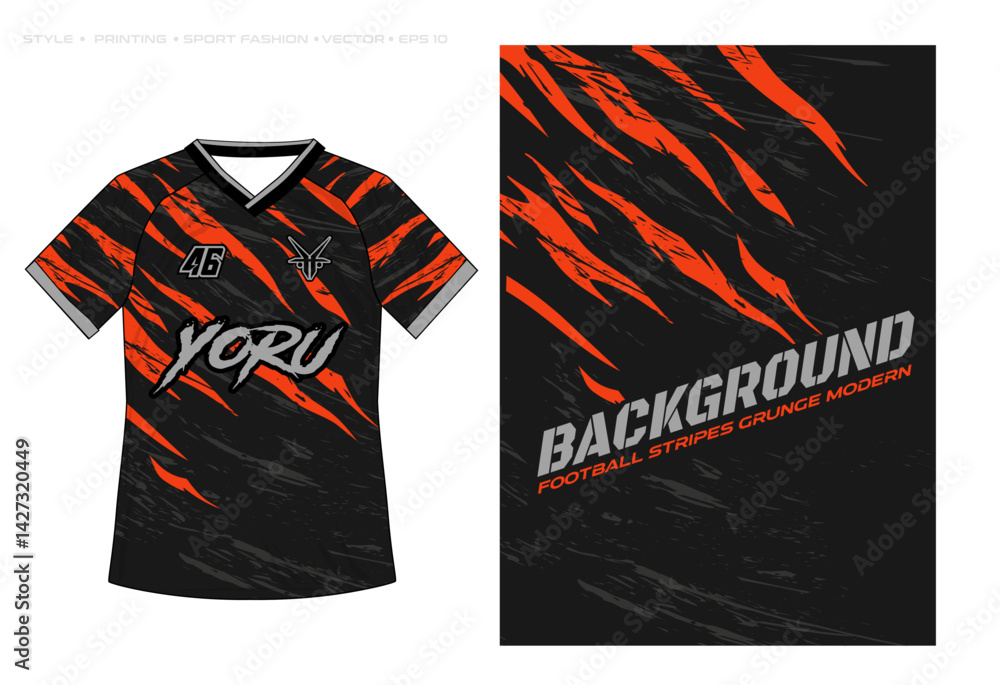 grey black orange tiger stripes sublimation jersey design background ...